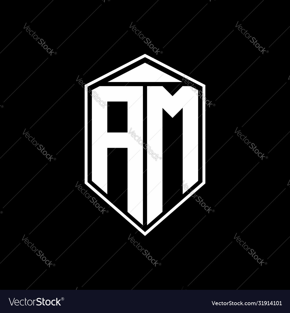 Am logo monogram with emblem shape combination Vector Image