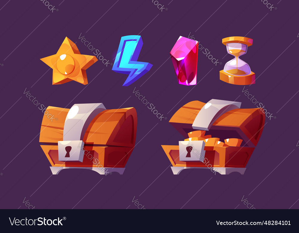 Cartoon set of game ui icons Royalty Free Vector Image