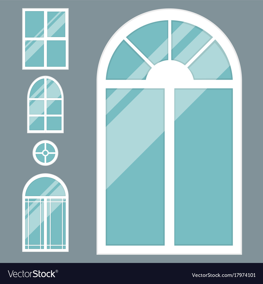 Different types house windows elements flat style Vector Image
