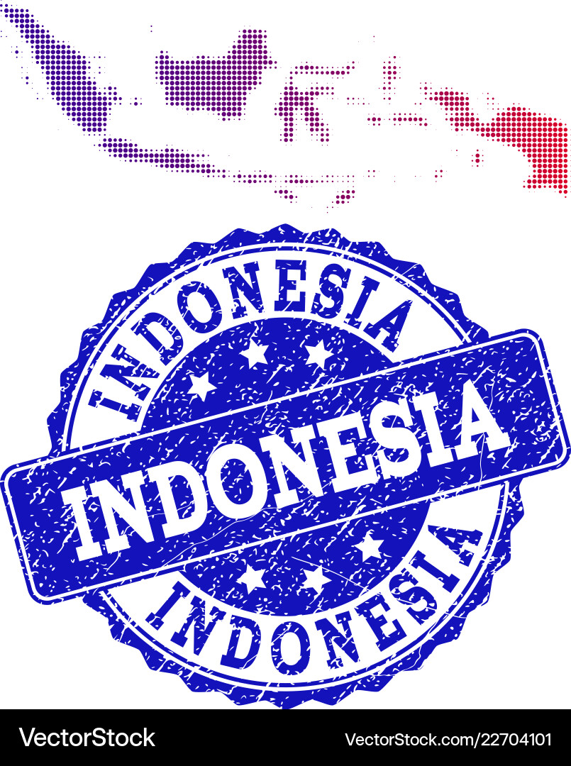 Halftone gradient map of indonesia and textured Vector Image
