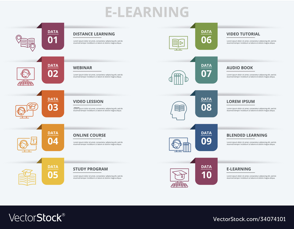 Infographic e-learning template icons Royalty Free Vector