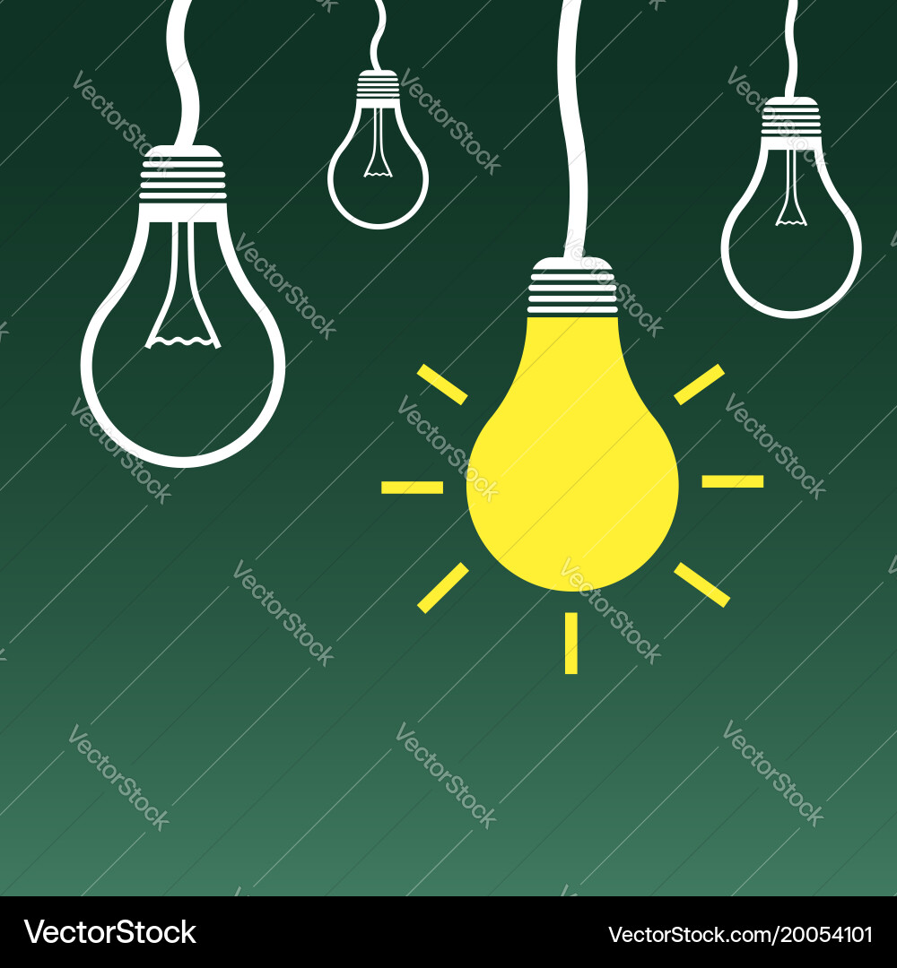 Light bulb icon flat idea sign symbol on green Vector Image