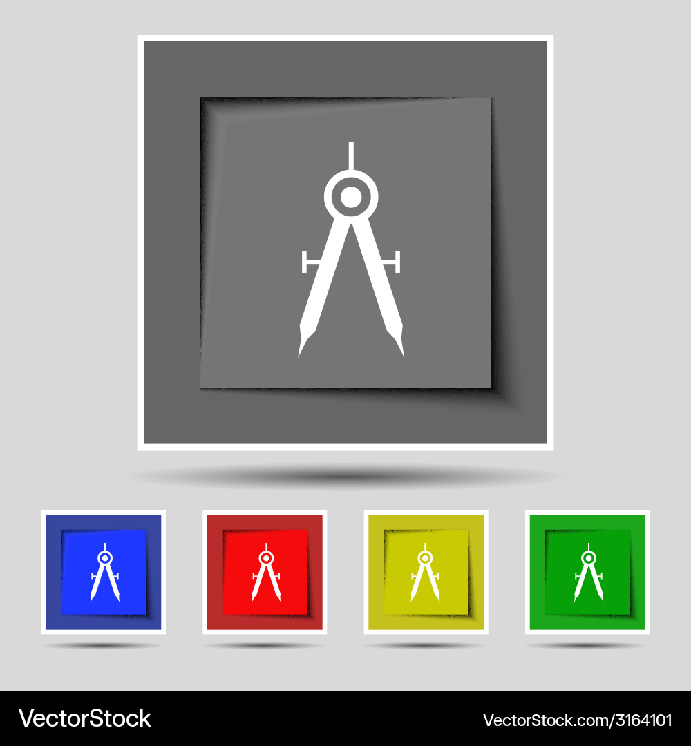 Mathematical compass sign icon set of colored Vector Image