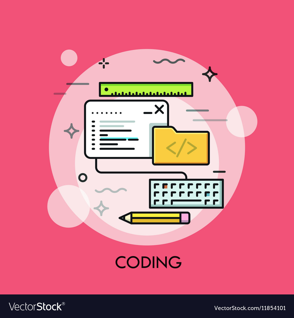 Program code window keyboard pencil ruler Vector Image