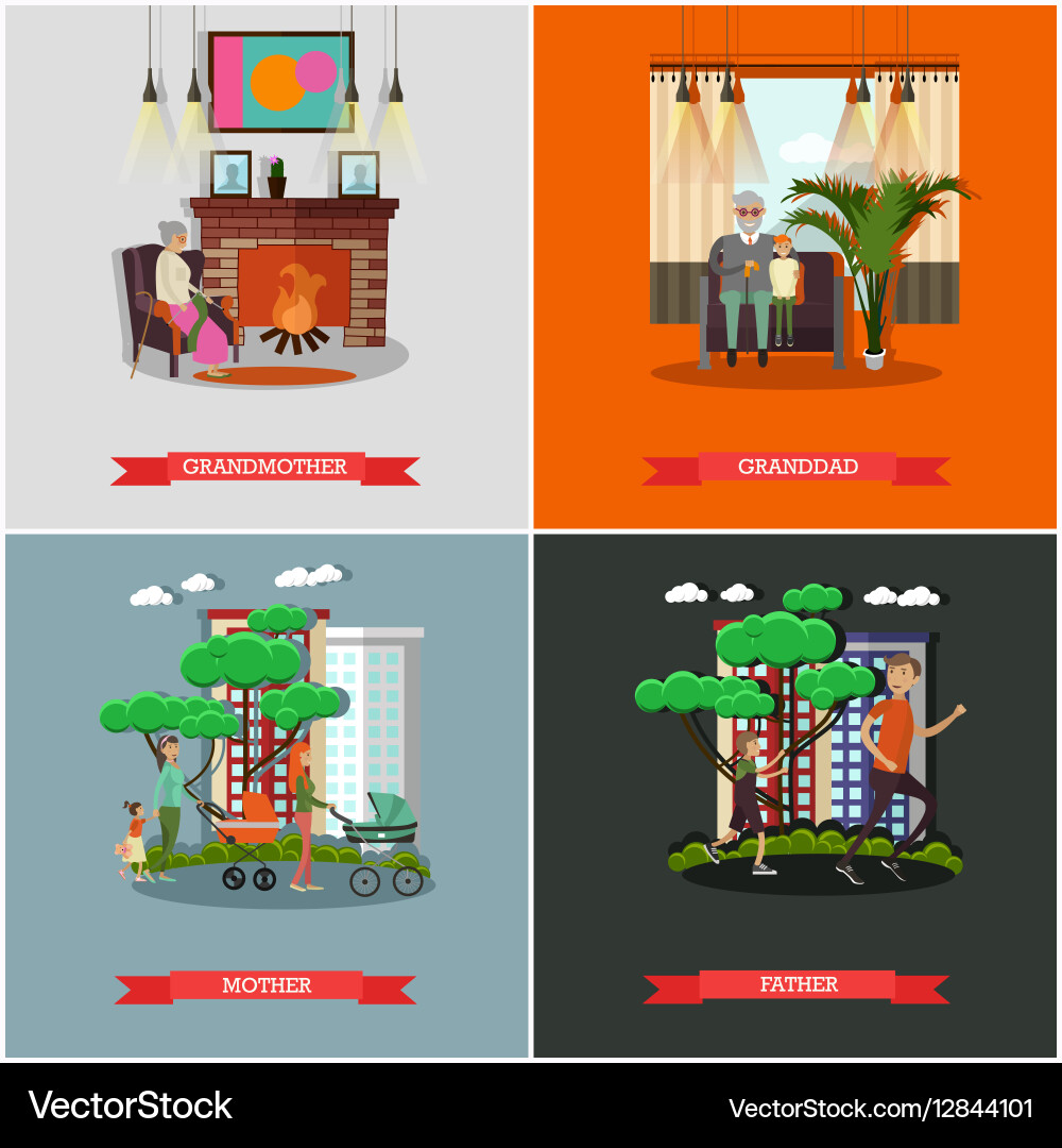 Set of family concept design elements Royalty Free Vector