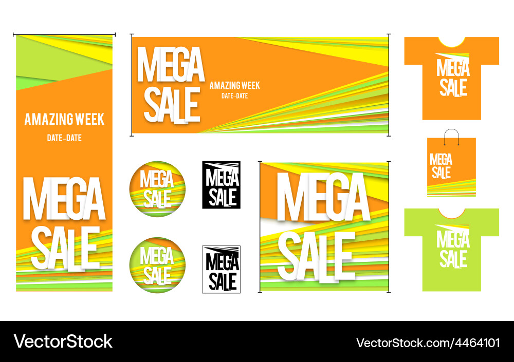 Set of template for mega sales design Royalty Free Vector