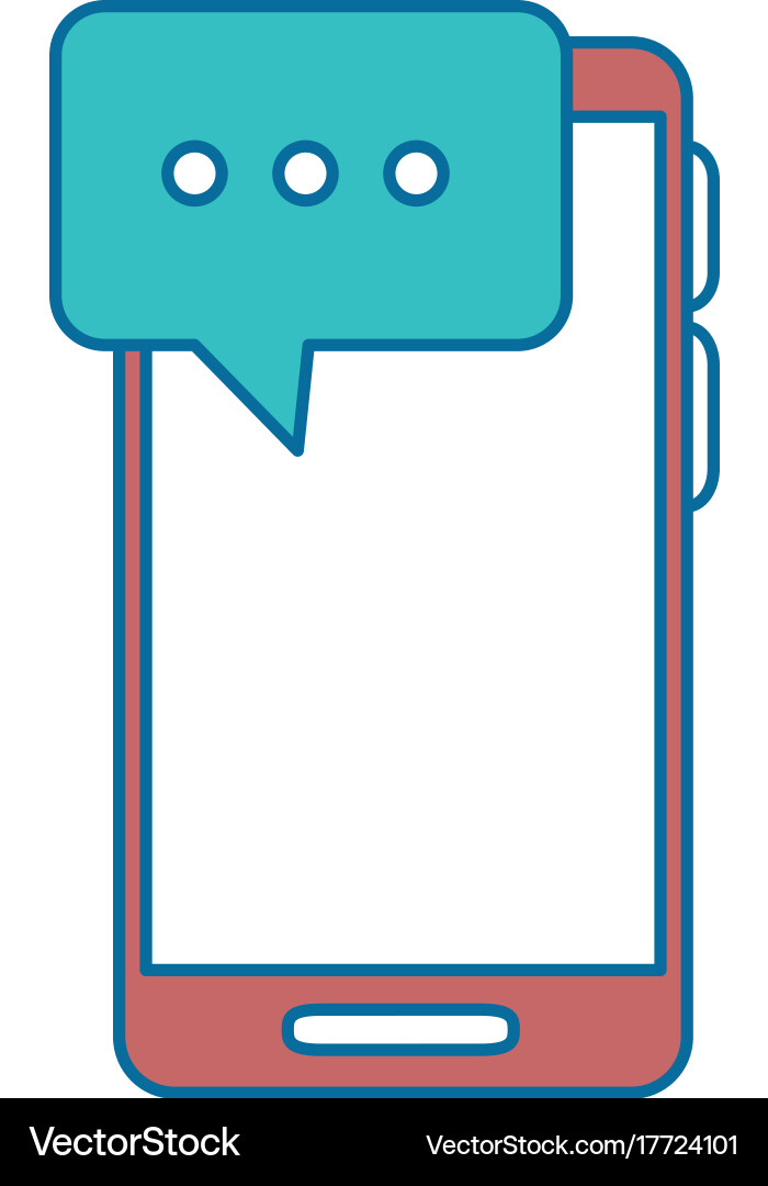 Smartphone device with speech bubble Royalty Free Vector