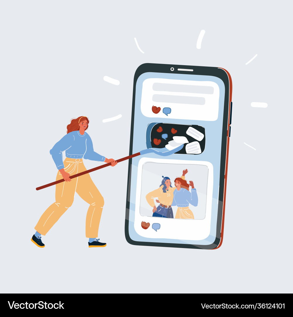 Woman make posts and news Royalty Free Vector Image