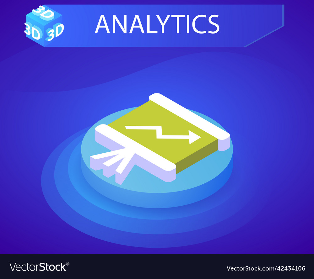 Analytics isometric design icon web 3d colorful Vector Image Analytics isometric design icon web 3d colorful Vector Image