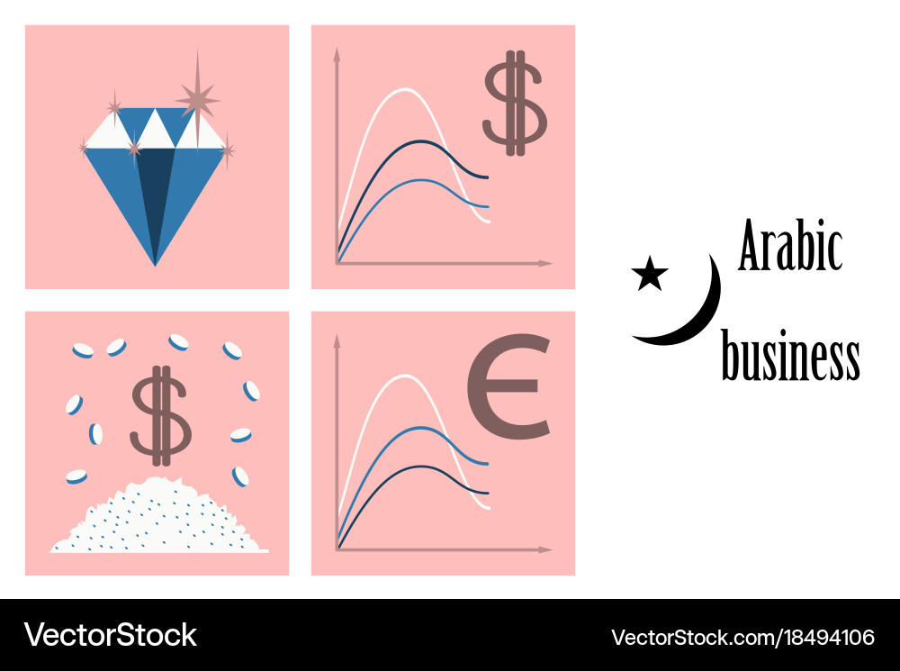 Assembly flat icons on theme arabic business Vector Image