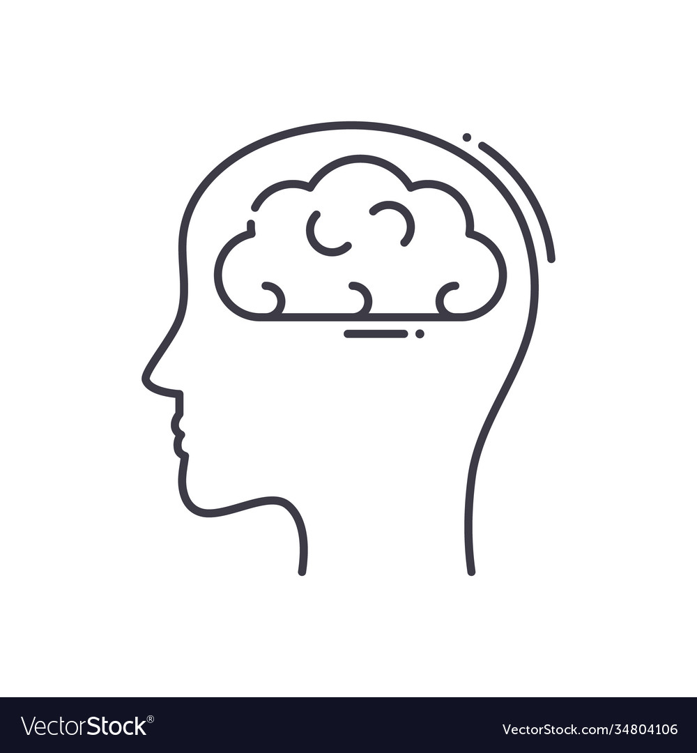 Brain icon linear isolated thin Royalty Free Vector Image