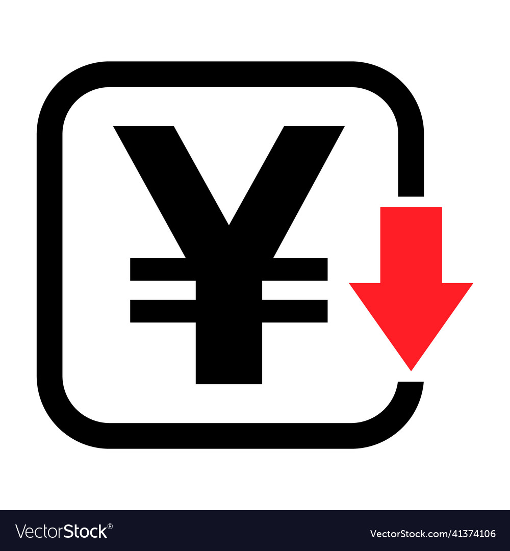Cost reduction- decrease yuan icon symbol image Vector Image