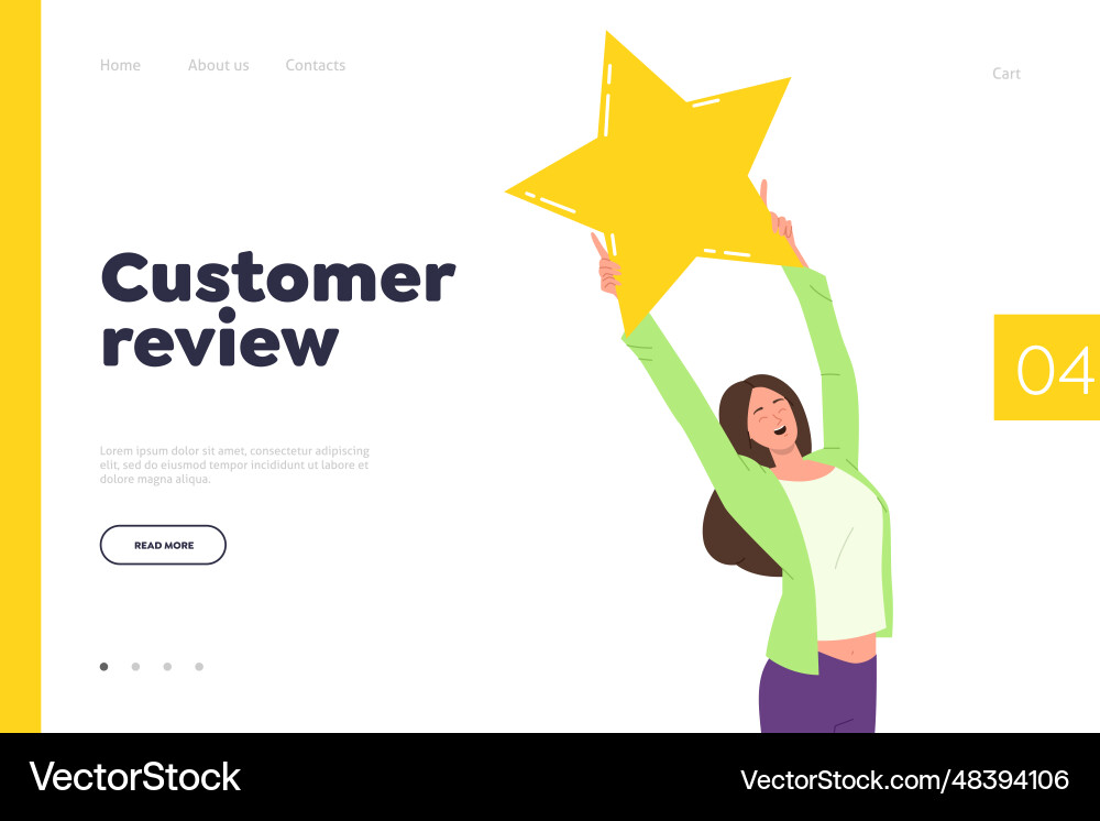 Customer review landing page design template Vector Image