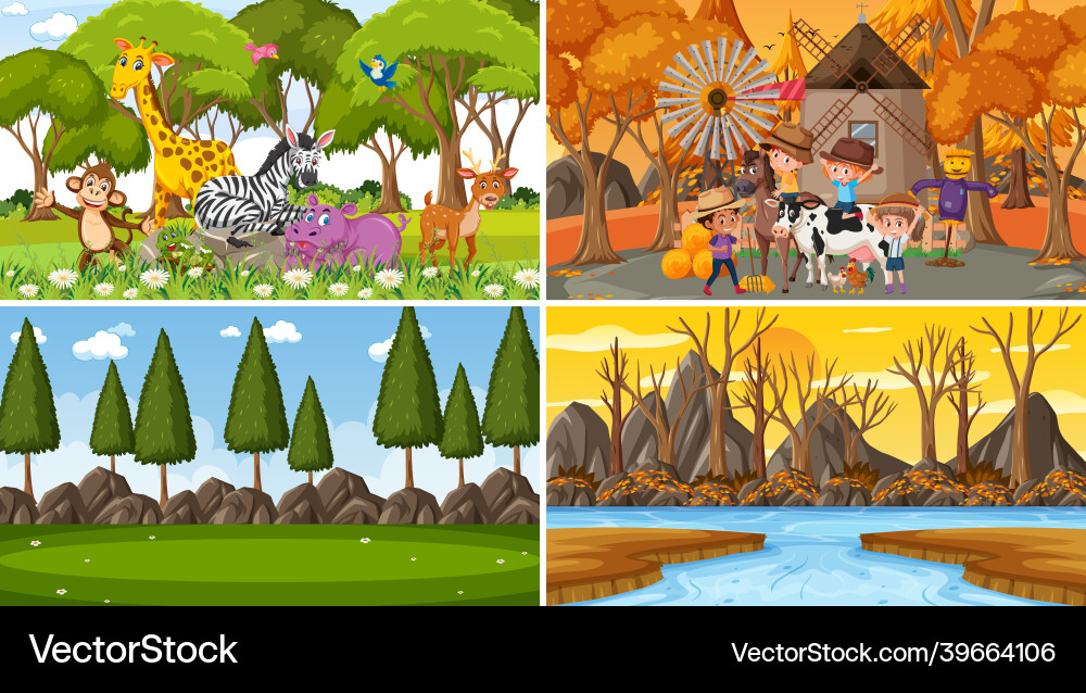 Different background scenes of nature in set Vector Image