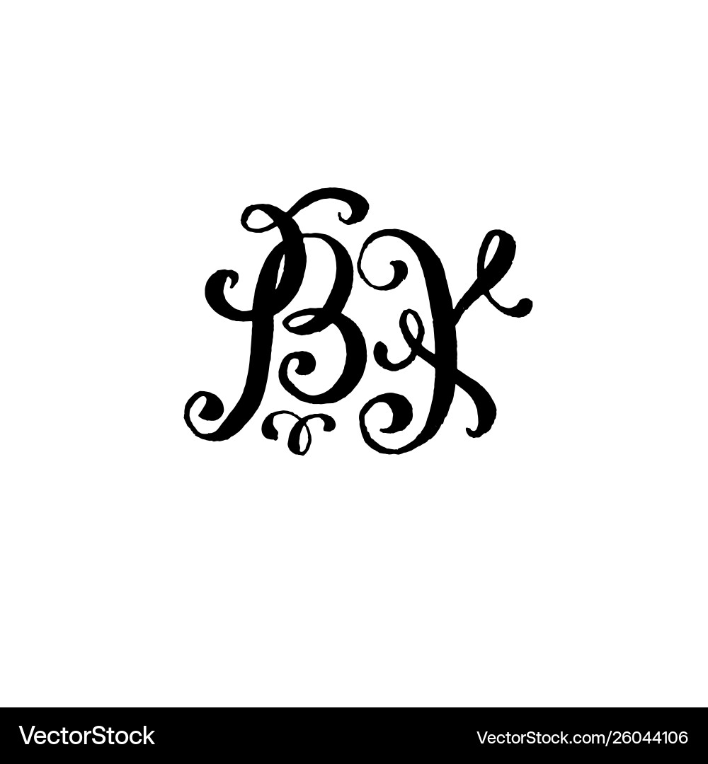 Hand drawn letters b and y for wedding logo Vector Image