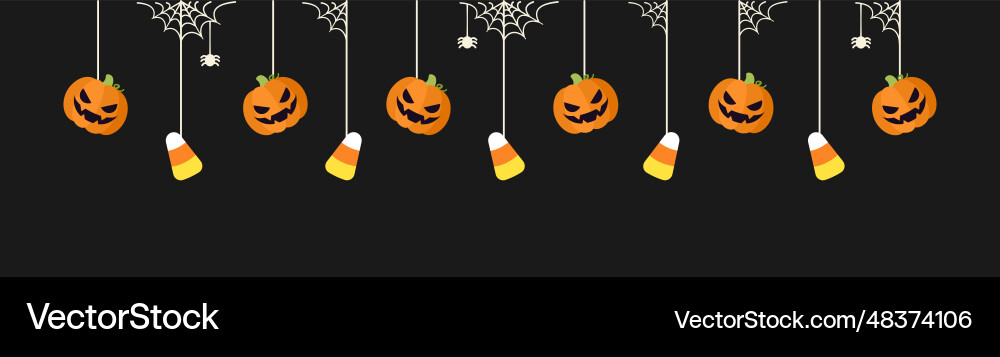Happy halloween border banner with candy corn Vector Image
