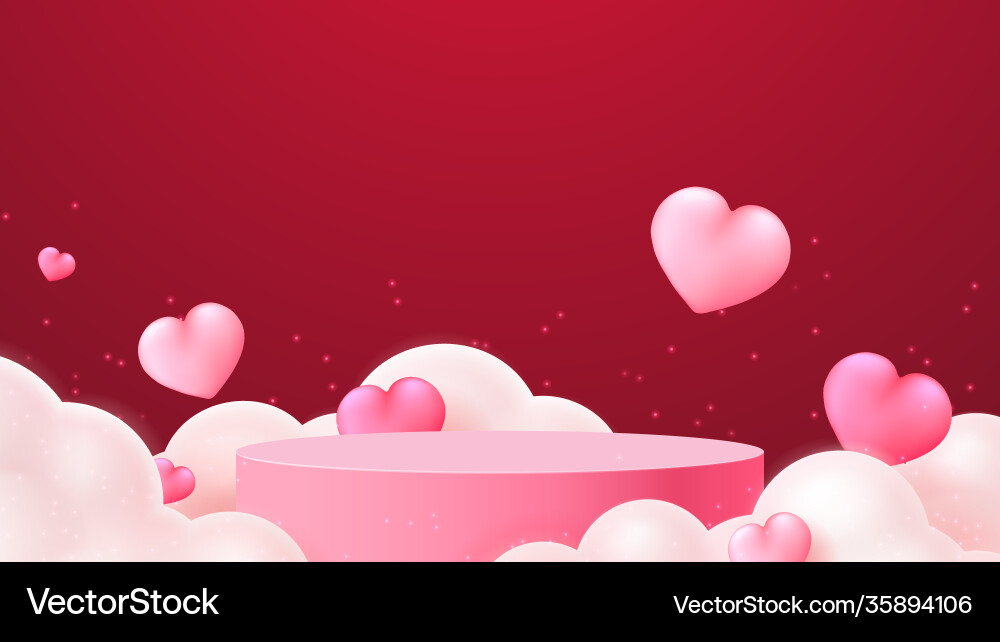 Happy valentines day podium display stand mockup Vector Image