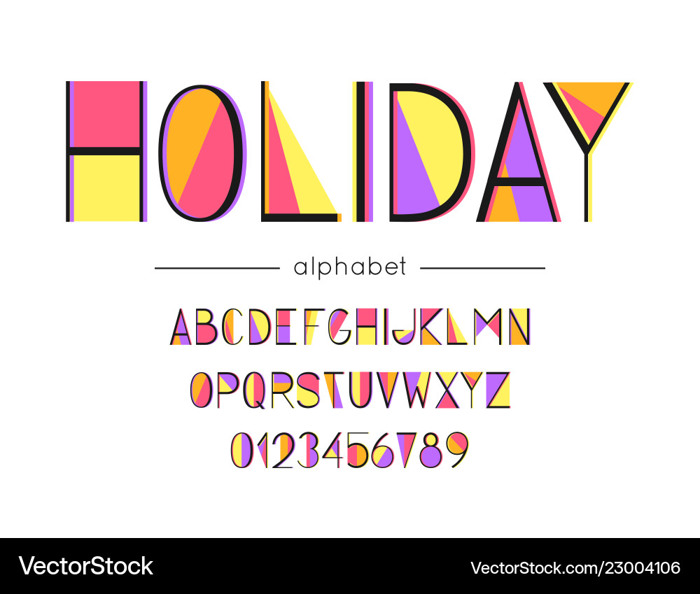 Holiday font and alphabet type with Royalty Free Vector