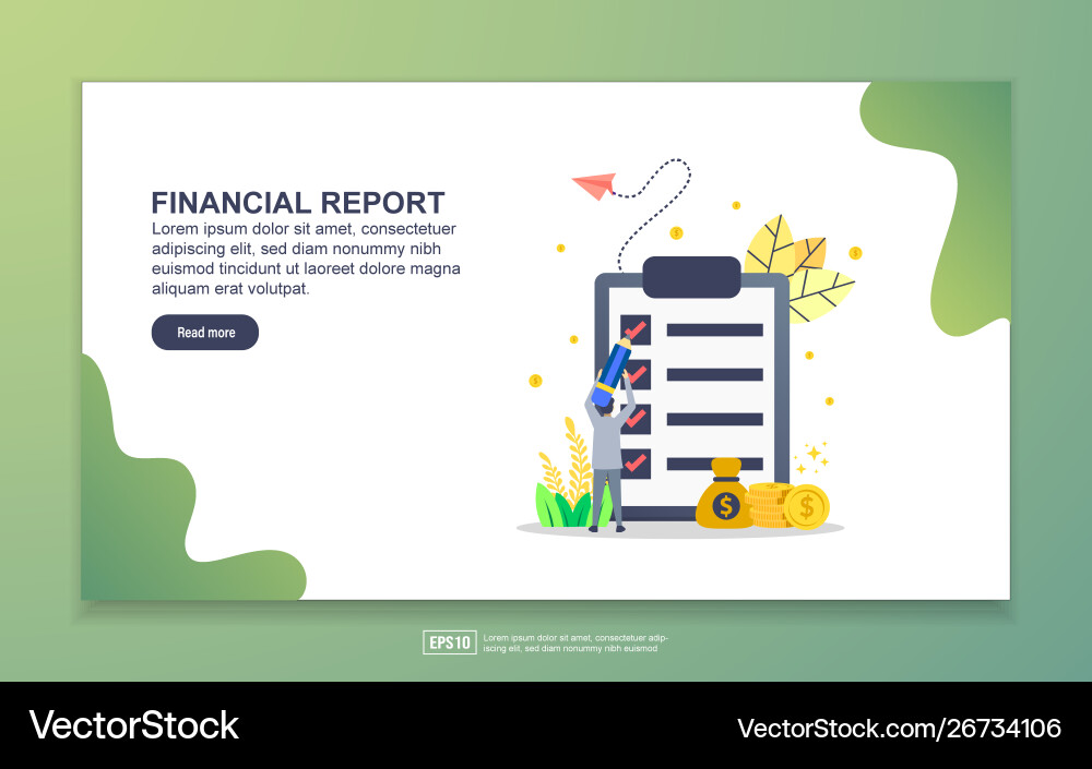 Landing page template financial report modern Vector Image