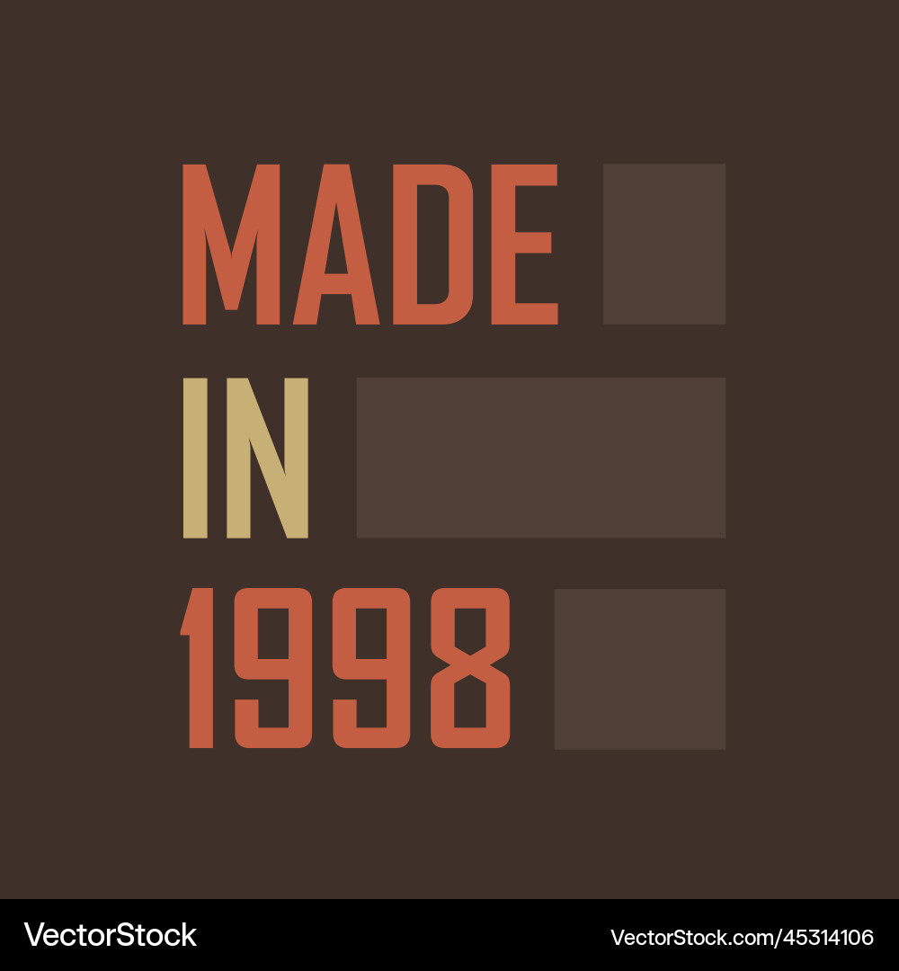 Made in 1998 birthday celebration for those born Vector Image