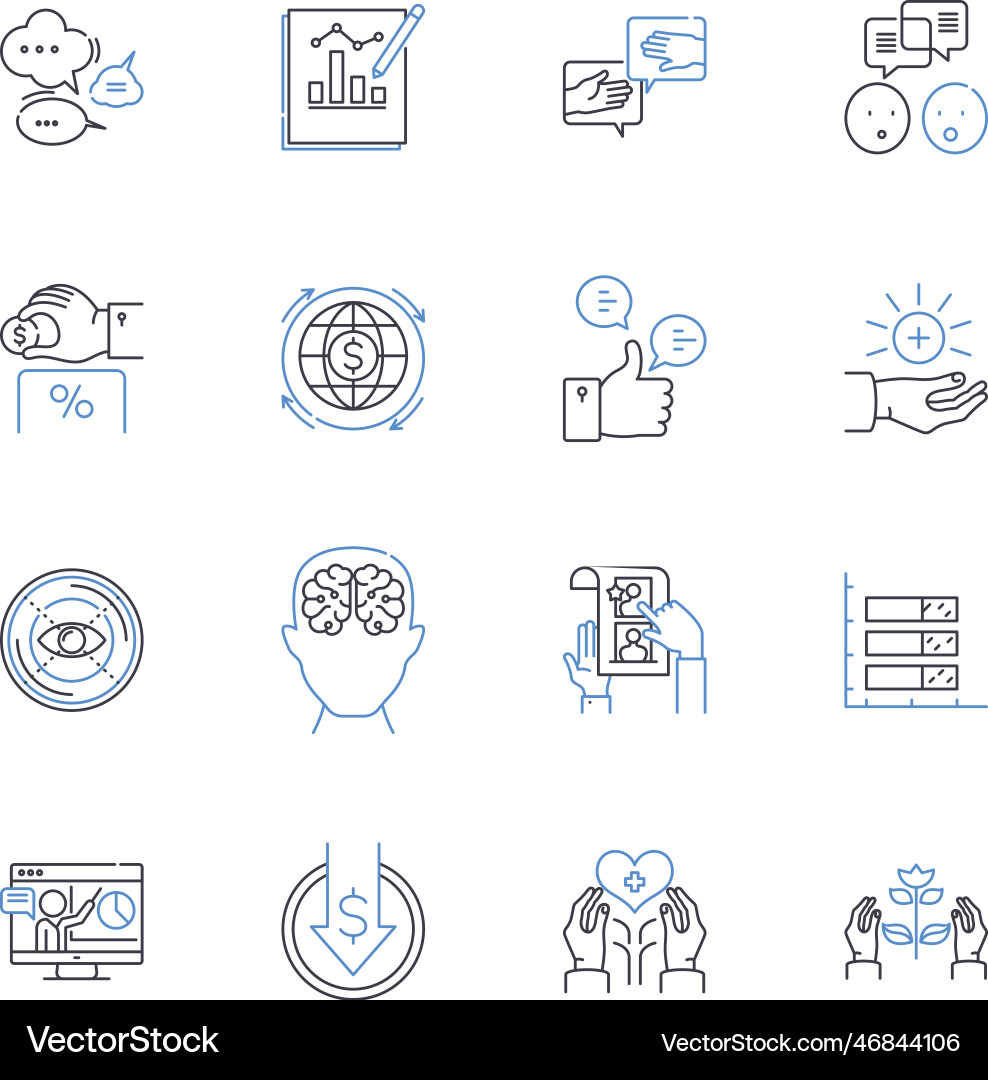 Ponder and reflect line icons collection Vector Image