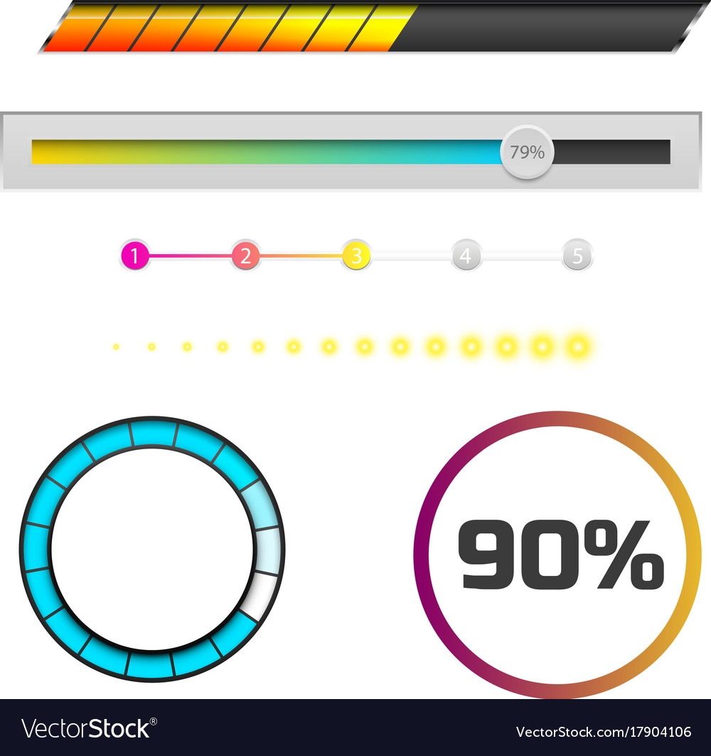 Progress loading bar indicators download Vector Image