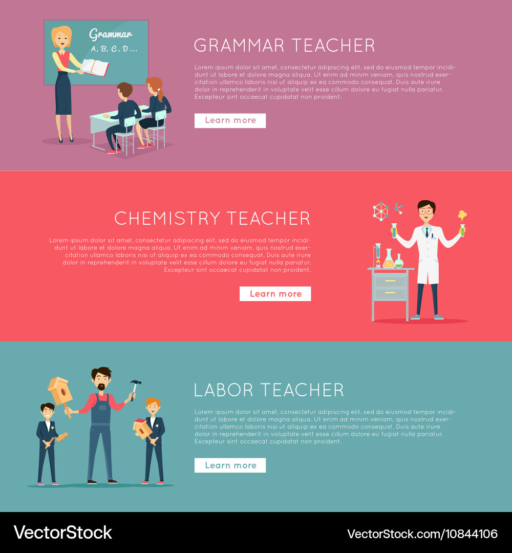 Set of banners with different teaches professions Vector Image