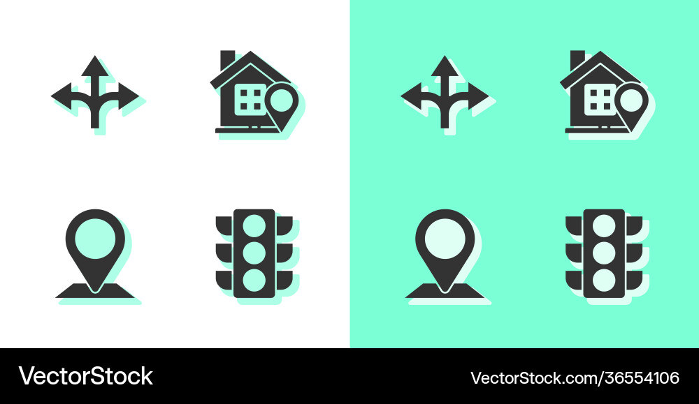 Set traffic light road traffic sign location Vector Image