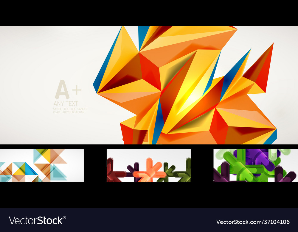 Set Trendy Futuristic Geometric Abstract Vector Image