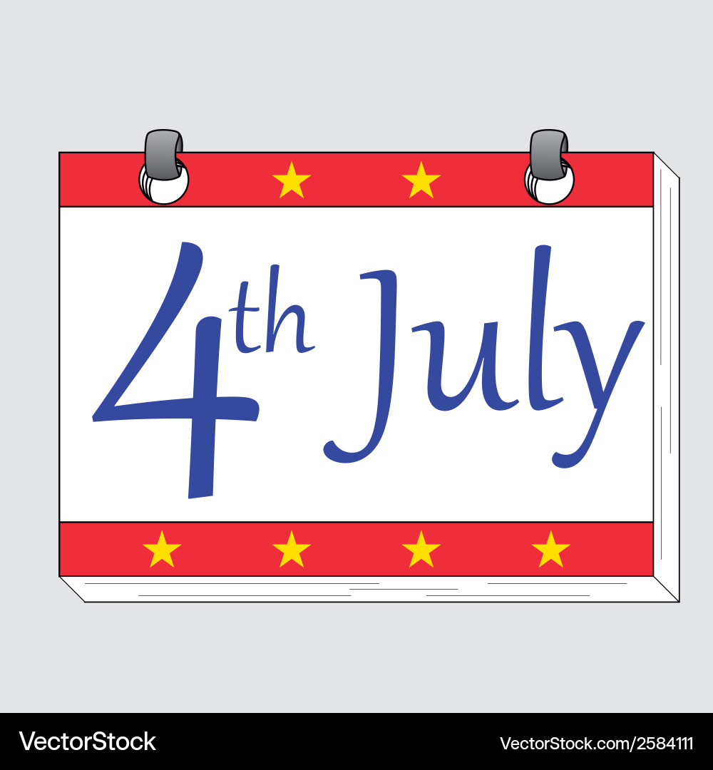 A white calendar with some text and stars Vector Image