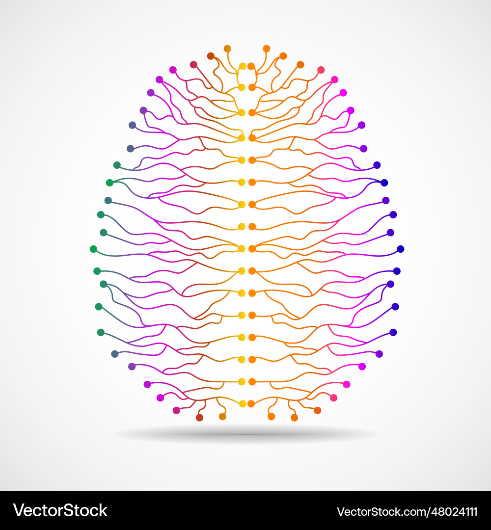 Abstract human brain of lines and dots Royalty Free Vector