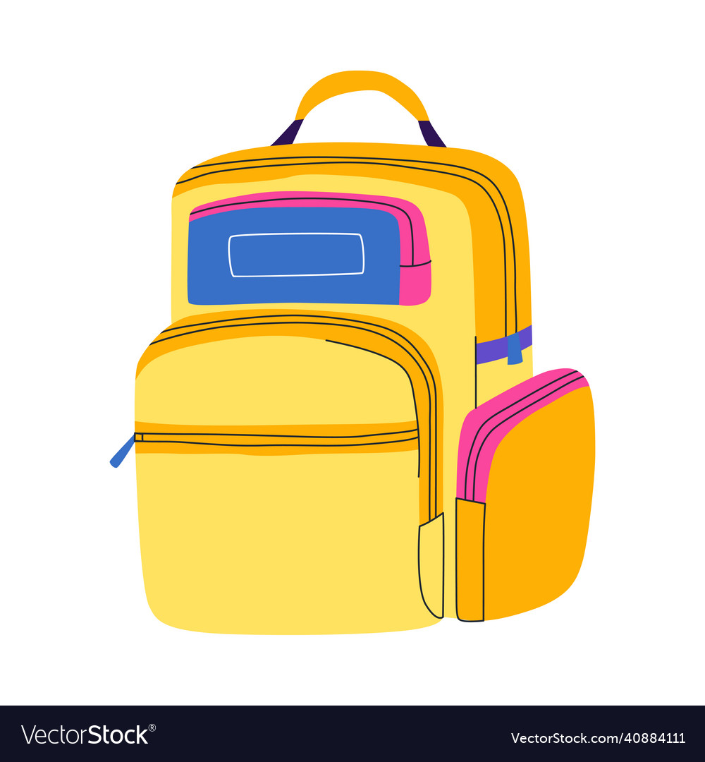 Classic yellow backpack composition Royalty Free Vector