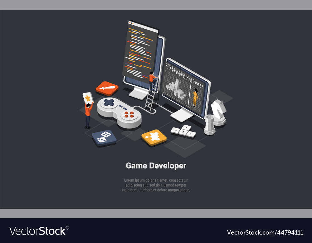Concept of game development creative people Vector Image