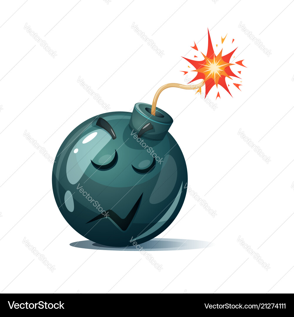 Cute funny crazy - cartoon bomb character Vector Image