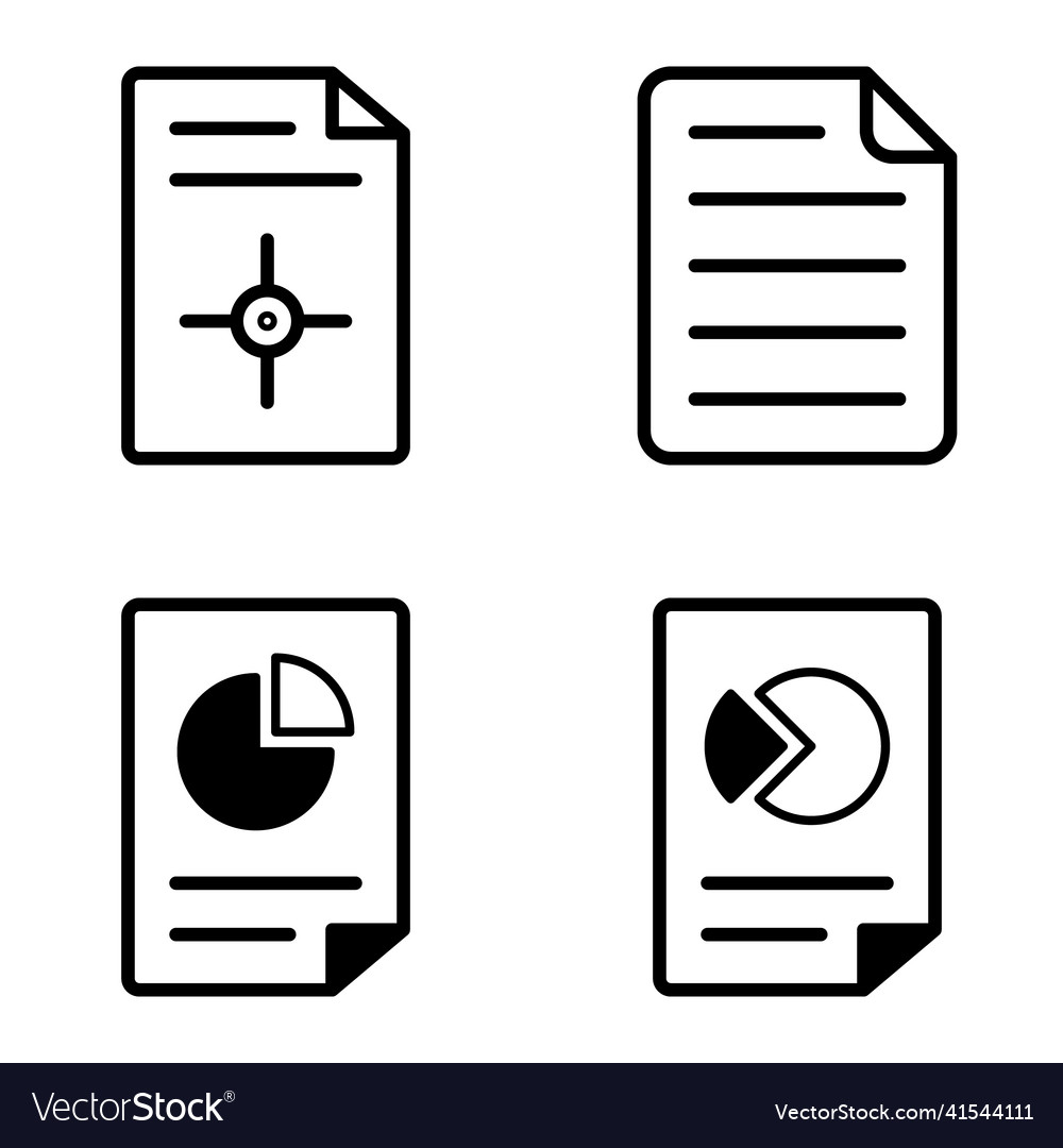 Docs1-2 flat icon set isolated on white background