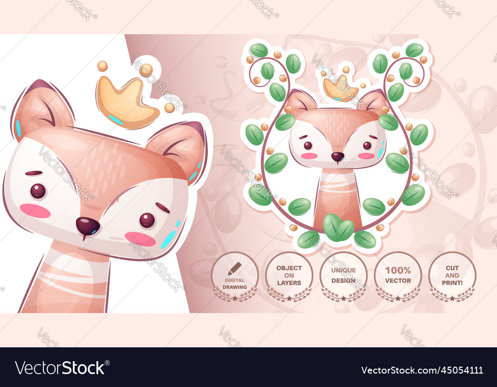 Fox in forest poster and merchandising Royalty Free Vector