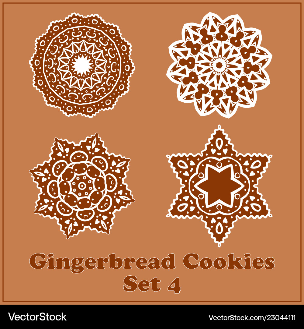 Gingerbread snowflakes cookies set merry Vector Image