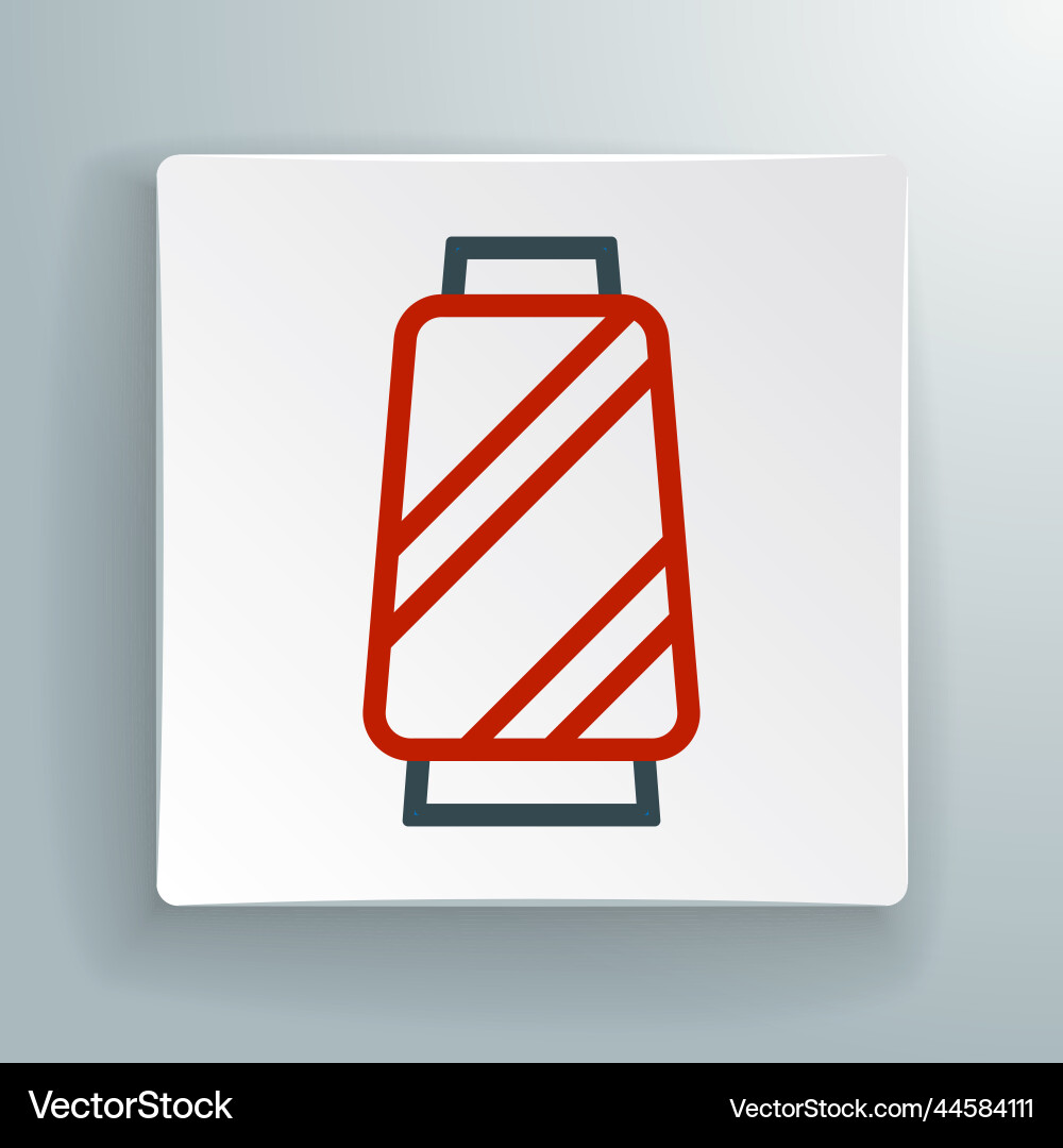 Line sewing thread on spool icon isolated on white