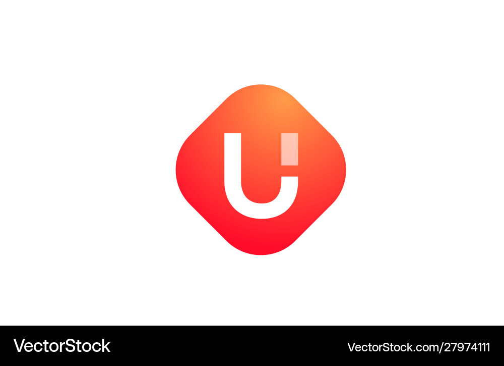 Orange u white icon alphabet letter logo shape Vector Image