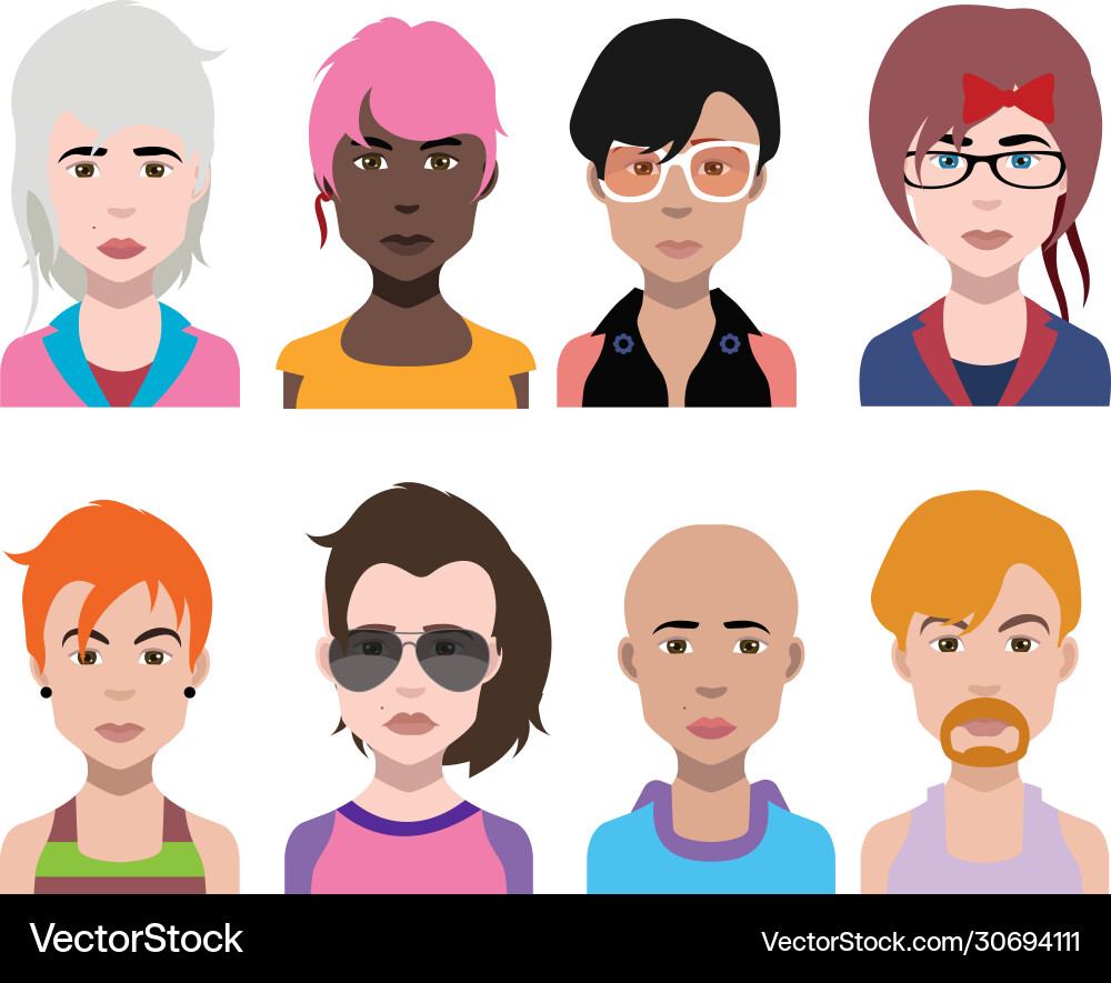 People avatars women men avatar Royalty Free Vector Image