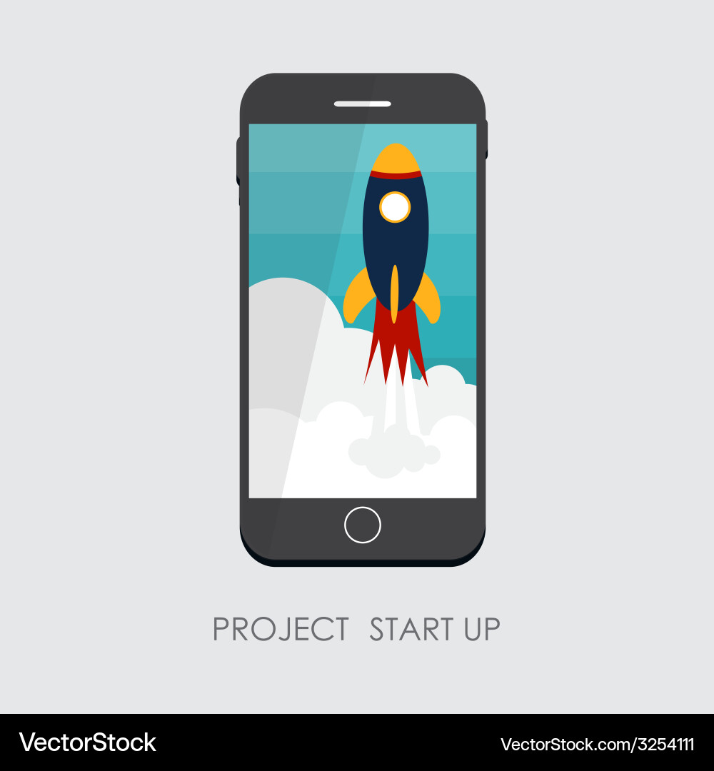 Quick start up flat concept Royalty Free Vector Image