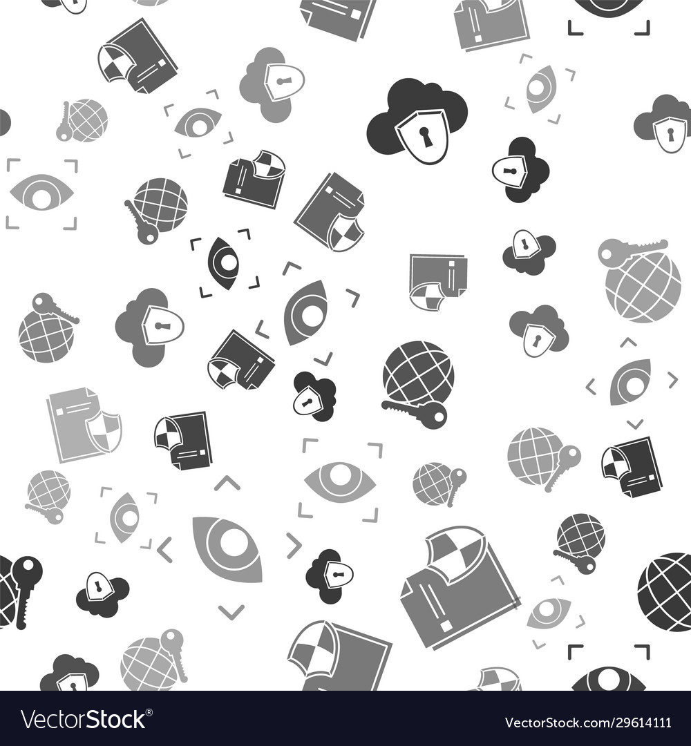 Set Cloud And Shield Document Protection Concept Vector Image