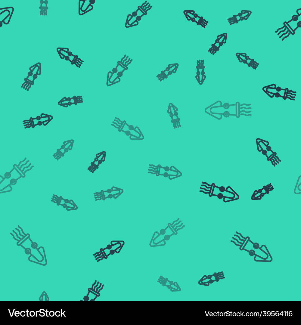 Black line octopus icon isolated seamless pattern Vector Image