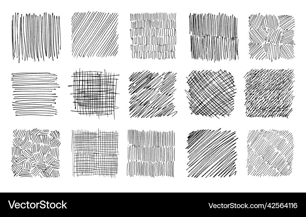 Different types of hatching in pencil pen Vector Image