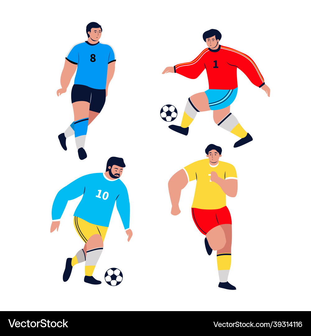 Football players pack flat design Royalty Free Vector Image