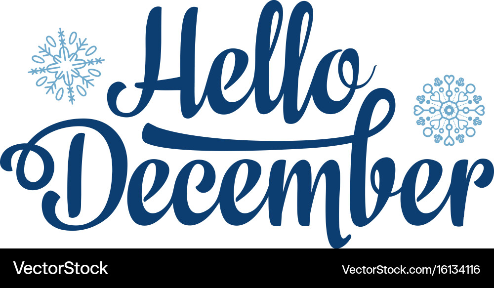 Hello december card holiday decor lettering Vector Image