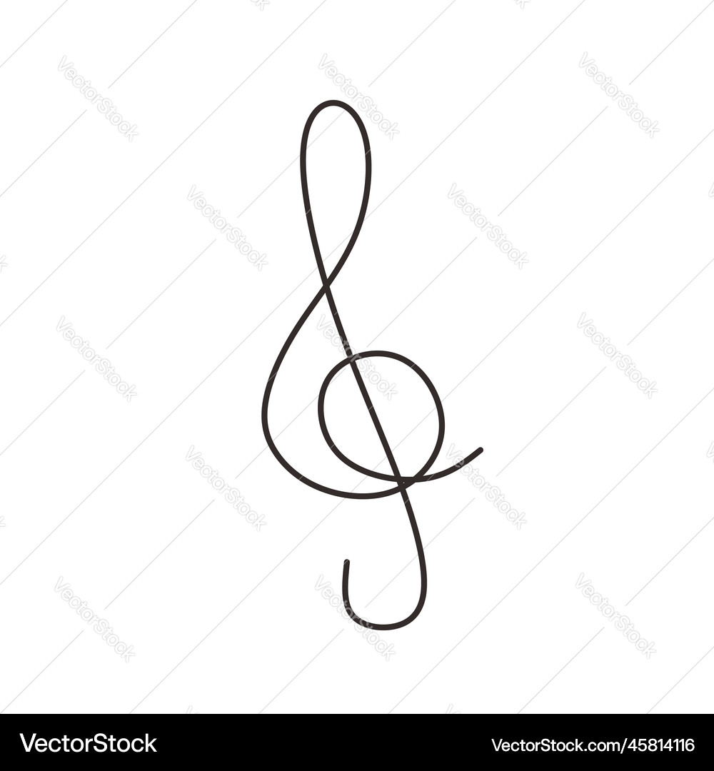 One line drawing of music notes isolated object Vector Image