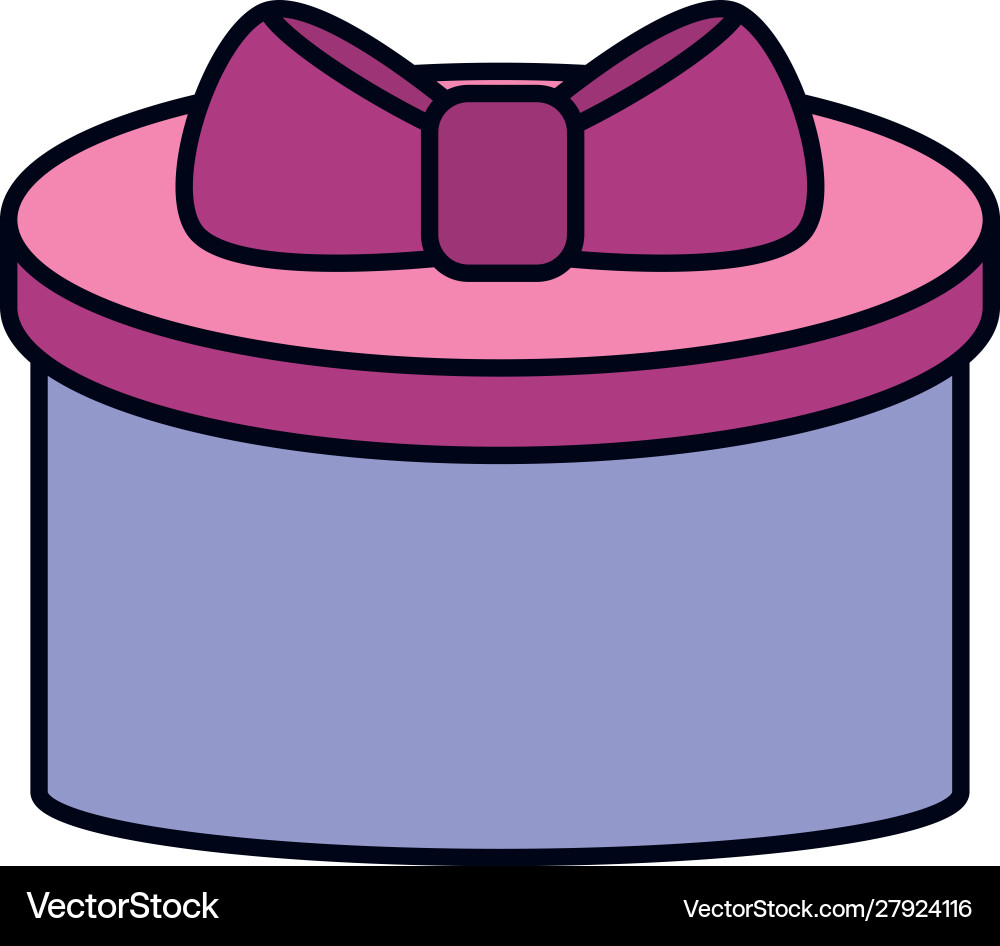 Round gift celebration party line fill design Vector Image