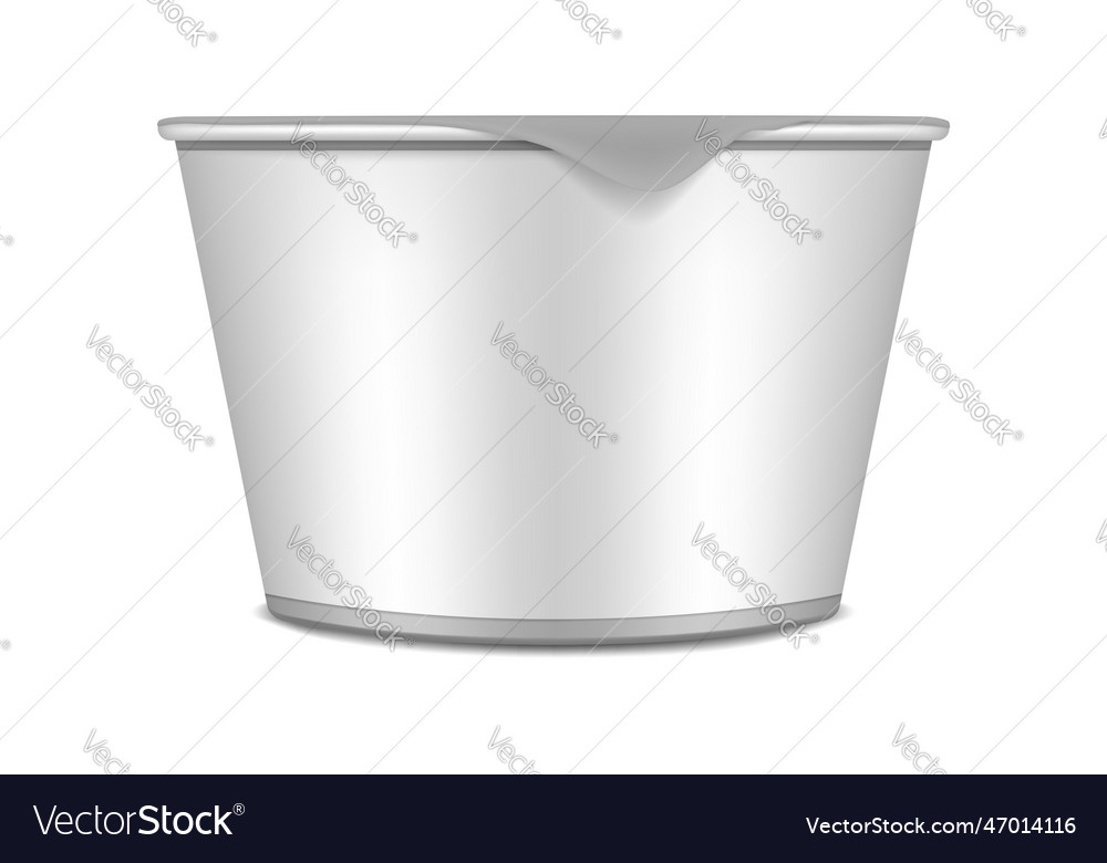 Round plastic container with blank white label Vector Image