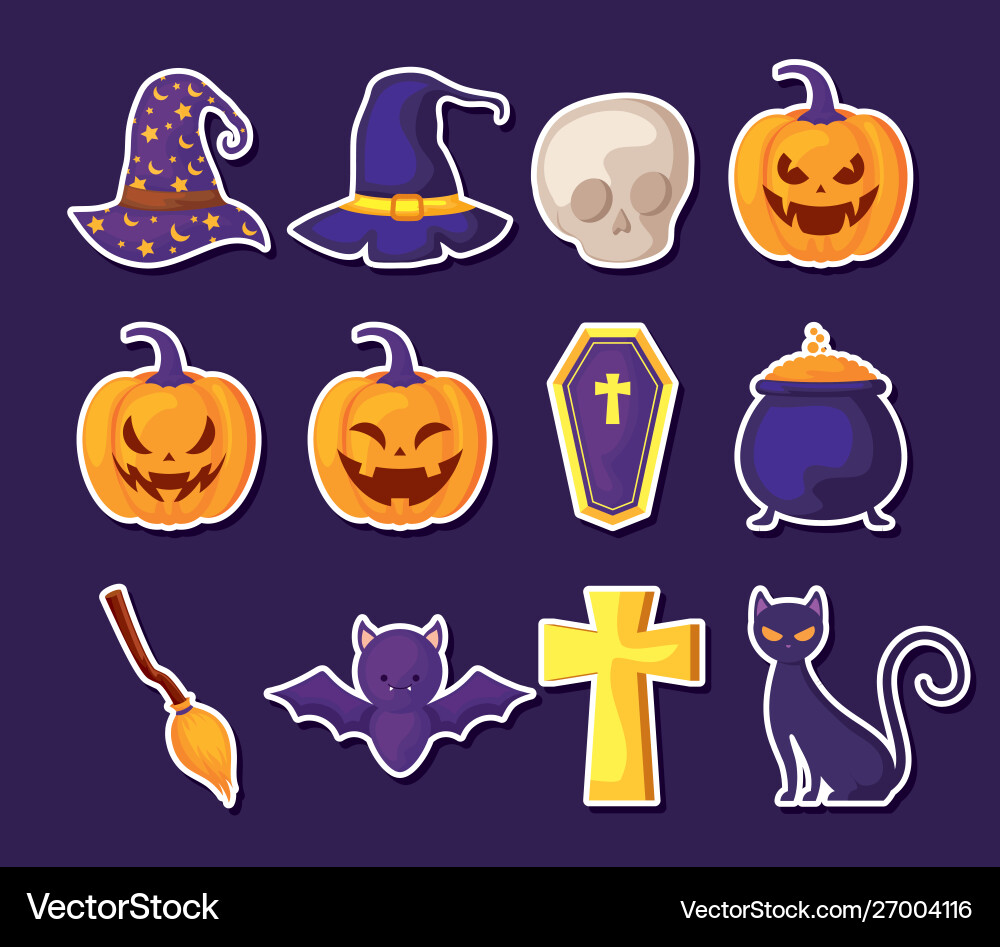 Set icons halloween traditional Royalty Free Vector Image